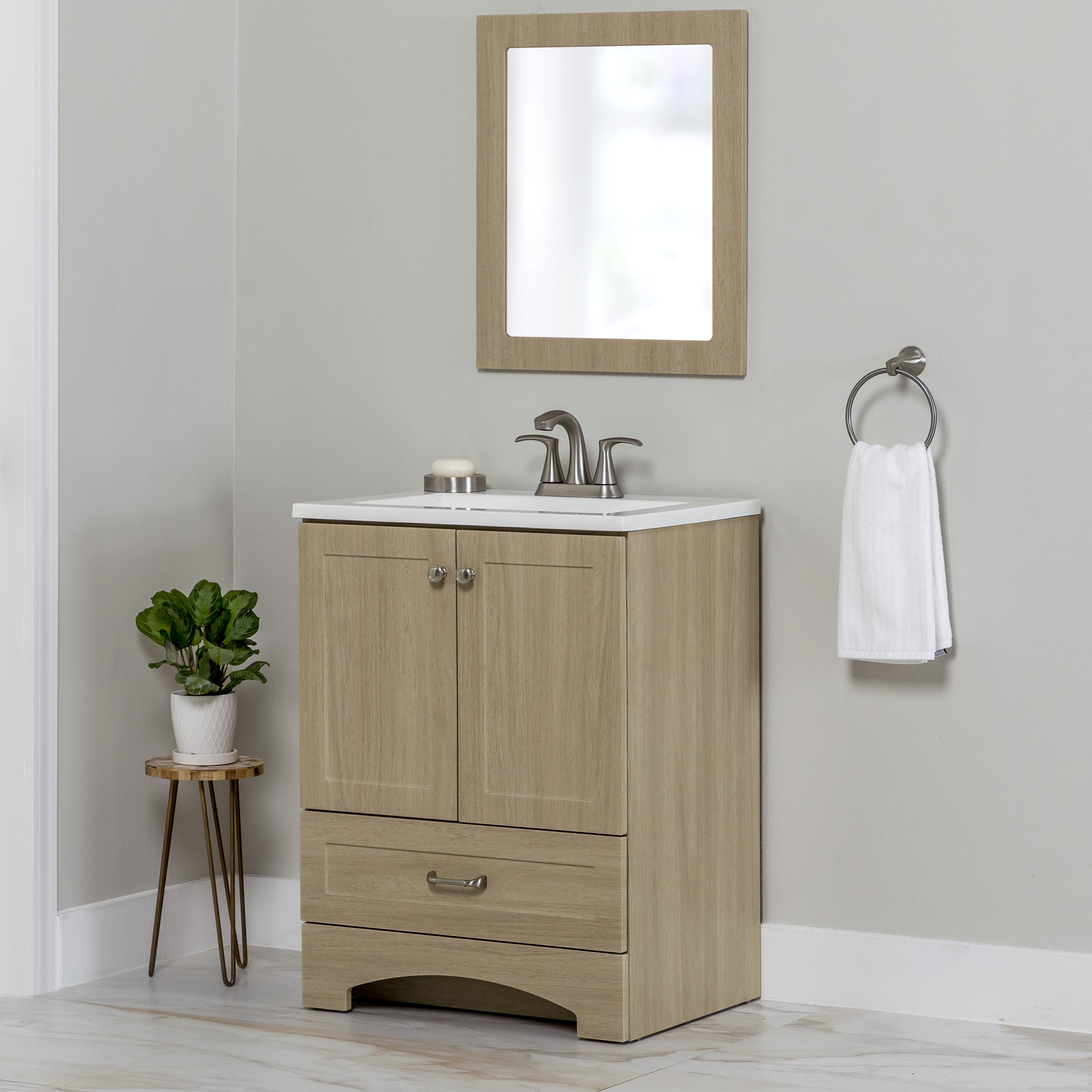 Spring Mill Cabinets Emlyn 24" Single Bathroom Vanity with 2-Door Cabinet, Drawer, and Cultured ...